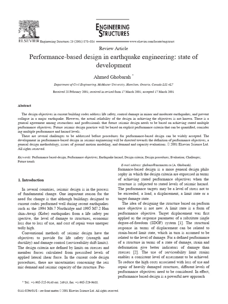 2001 - Performance-Based Design in Earthquake Engineering - State of Development - Ghobarah ...
