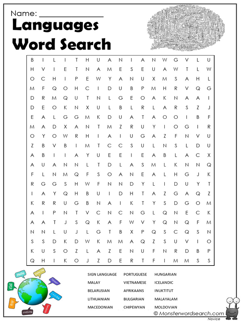 Languages-Word-Search | PDF | Human Communication | Languages Of Europe