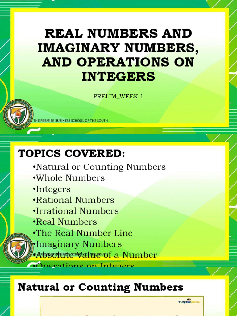 Real Numbers and Imaginary Numbers | PDF