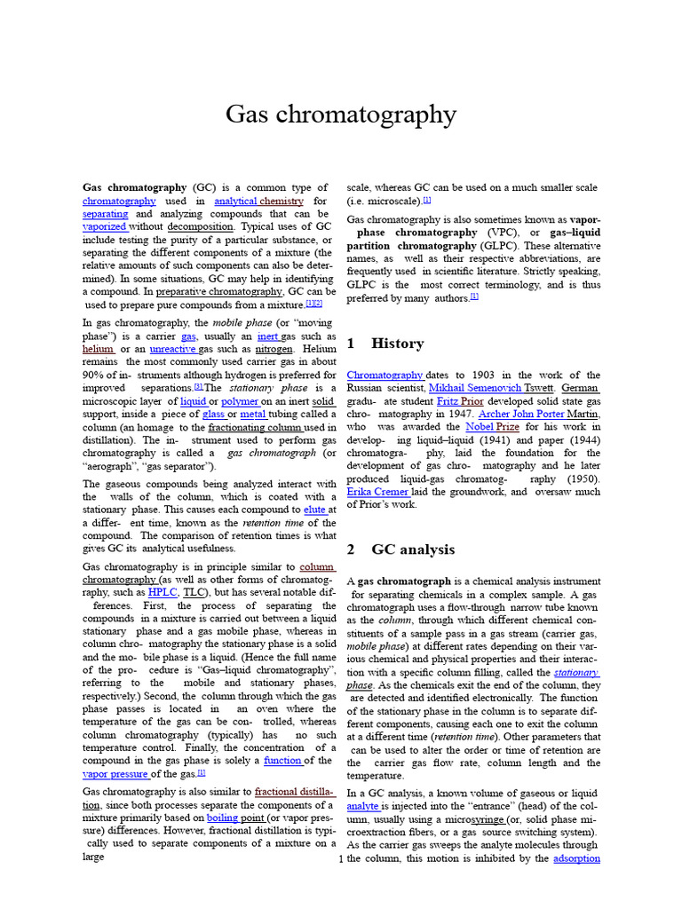 Gas Chromatography | PDF | Gas Chromatography | Chromatography