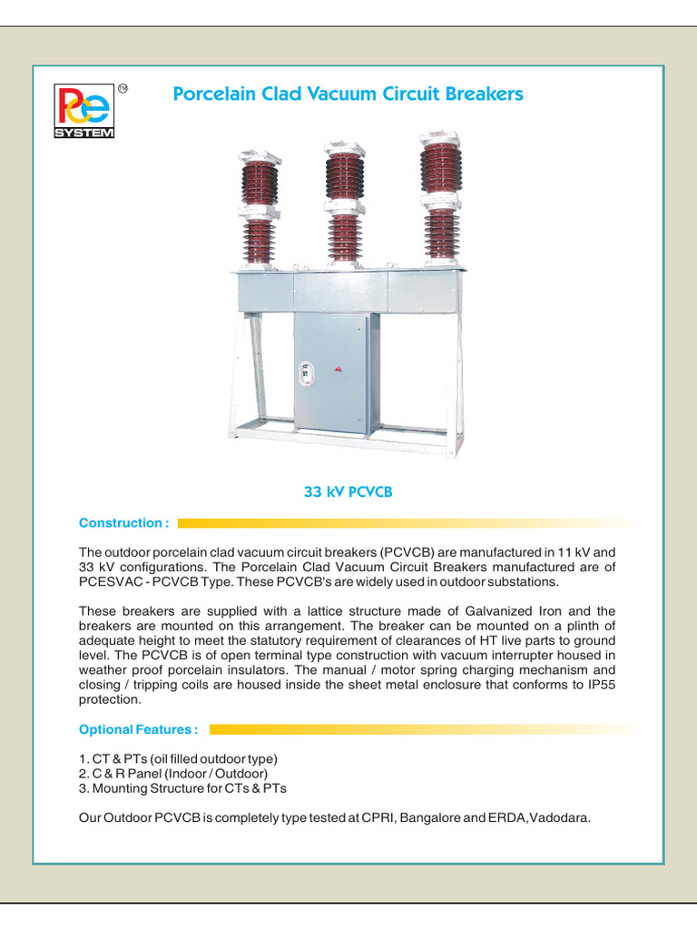 Porcelain Clad VCB | PDF | Equipment | Power (Physics)