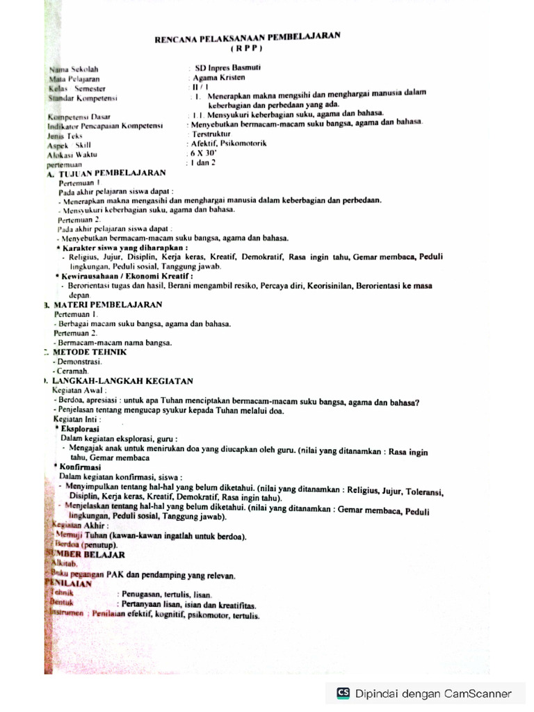 RPP Pak Kelas 2 Semester 1 Dan 2 | PDF