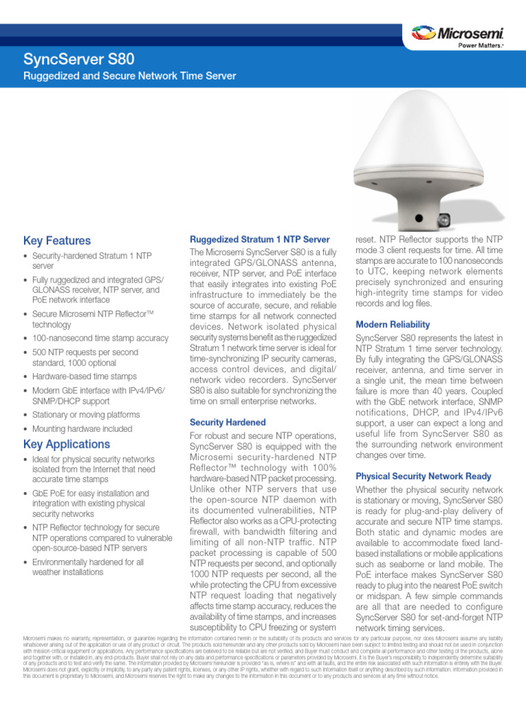 Microsemi SyncServer S80 Datasheet | PDF | Computer Network ... Microsemi SyncServer S80 Datasheet | PDF | Computer Network ...