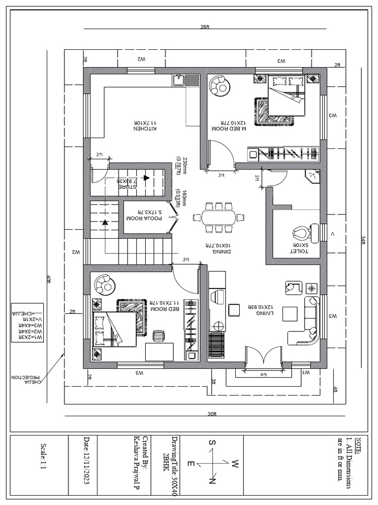 30x40 House Plan 1 | PDF