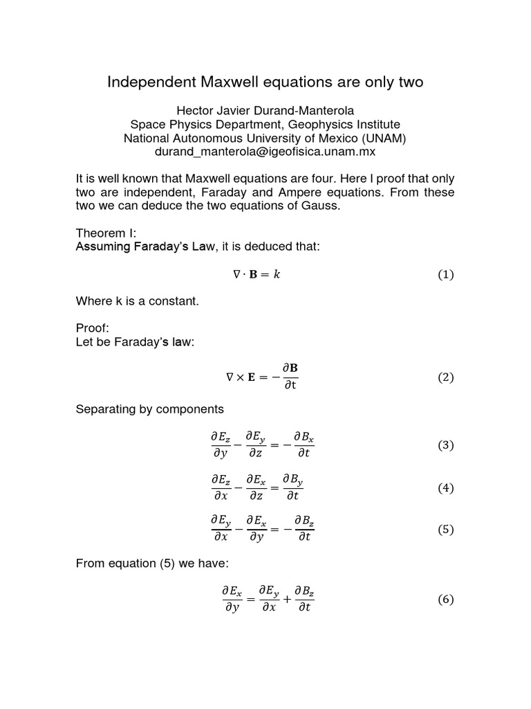 Independent Maxwell Equations | PDF | Maxwell's Equations | Mathematics