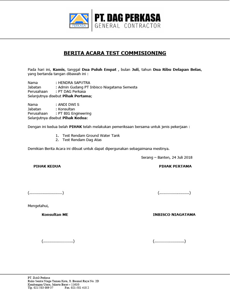 Berita Acara Test | PDF