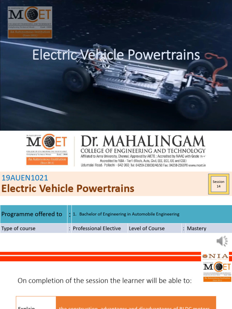 Electric Vehicle Powertrains Session 14 Pdf Electric Motor