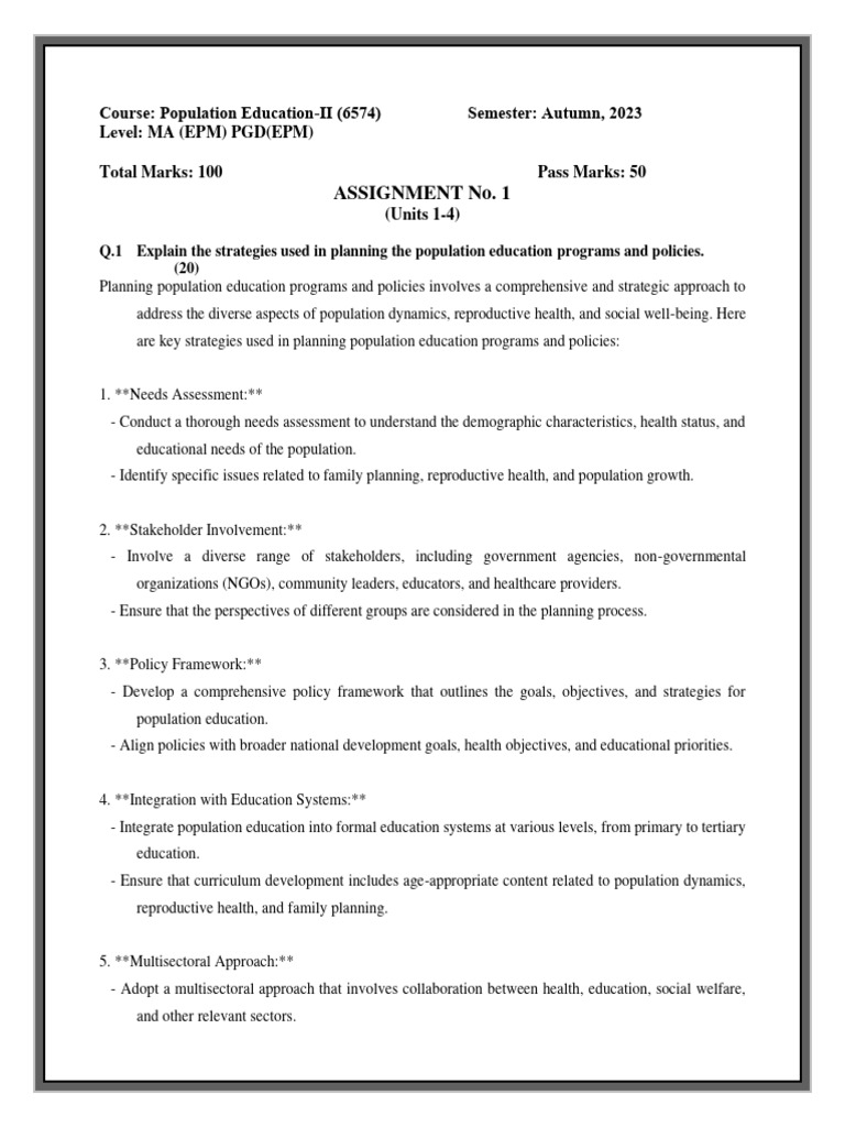 Assignment No. 1 | PDF | Evaluation | Policy