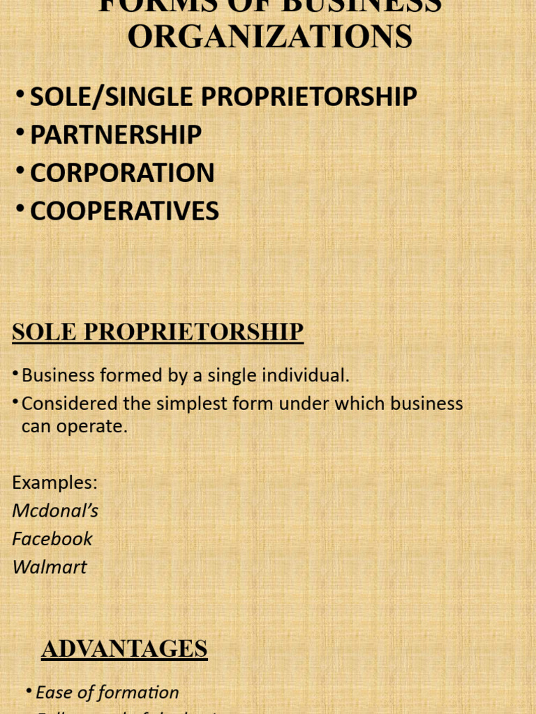 Lesson 4-Forms of Business Organizations | PDF | Partnership | Cooperative