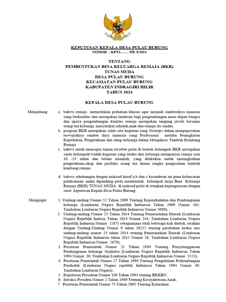 SK BKR Desa Pulau Burung Ok | PDF