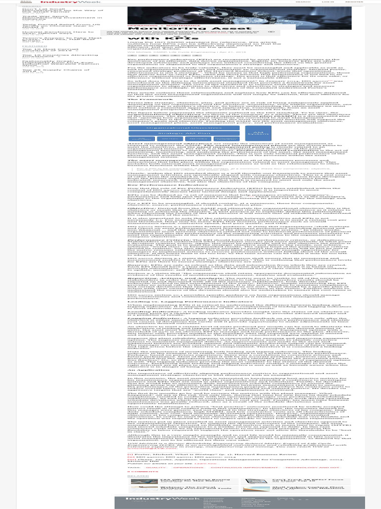 Monitoring Asset Management Strategy Execution With KPIs - ISO 55000 | PDF | Performance ...