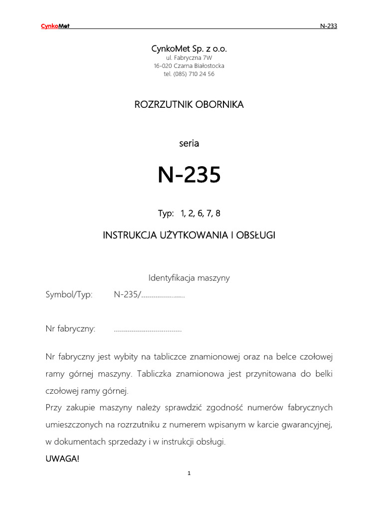PL Instrukcja N 235 | PDF