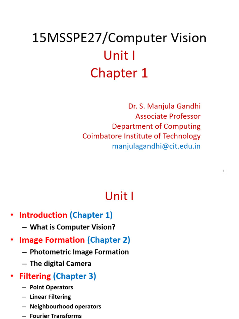 Unit 1 Chapter 1 | PDF | Computer Vision | Imaging