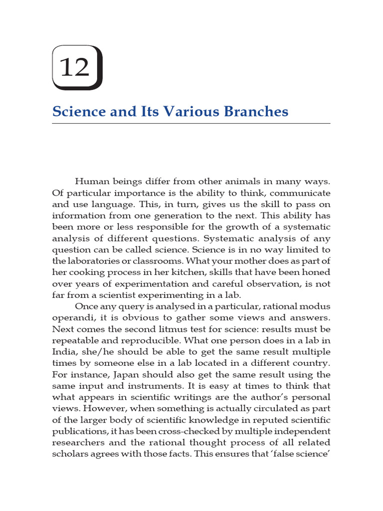 Science and Its Various Branches | PDF | Science | Natural Sciences