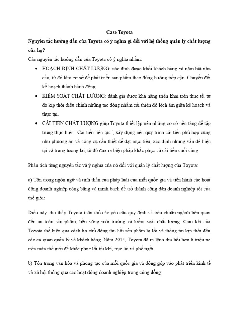Toyota Case Study 1 | PDF