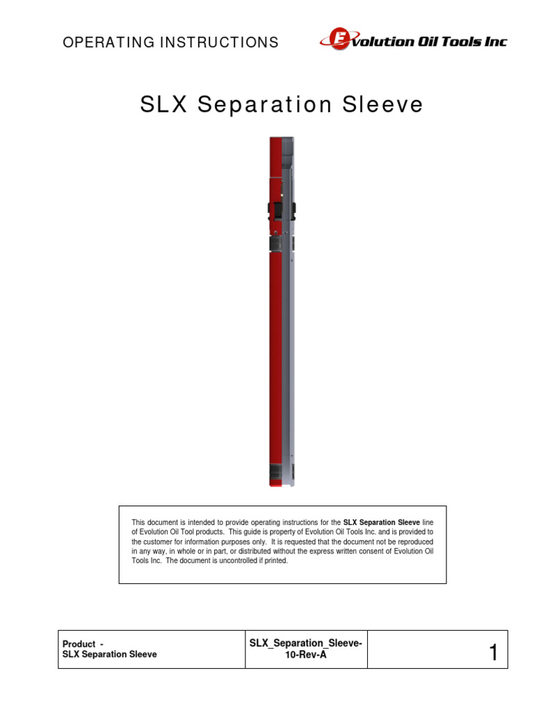 SLX - Separation - Sleeve-OI-Rev-A (SLX Separation Sleeve) | PDF