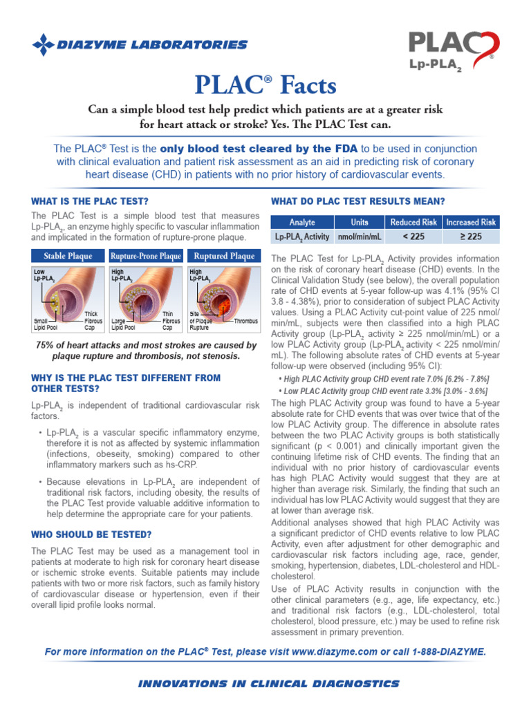 MK162-Lp-PLA2 PLAC Facts | PDF | Coronary Artery Disease | Atheroma