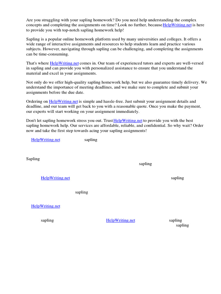 Sapling Homework Help - Order Now On | PDF | Artificial Intelligence | Intelligence (AI) & Semantics