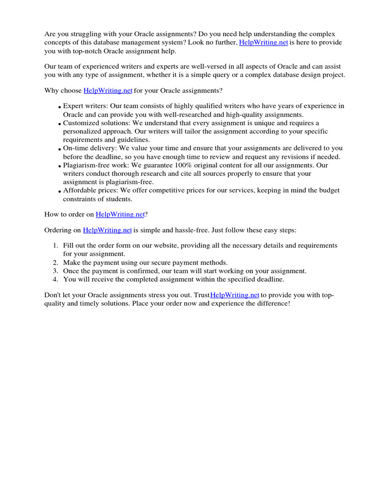 Oracle Assignment Help | PDF | Databases | Data Management