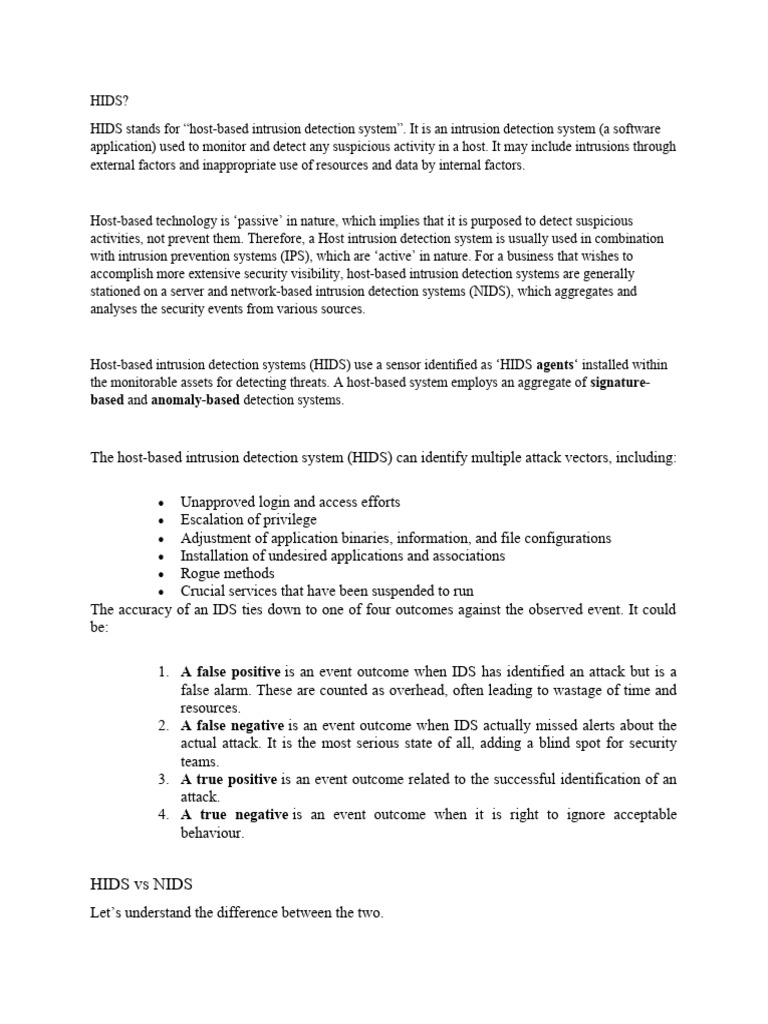 Hids And Nids Pdf Computer Network Information Age 