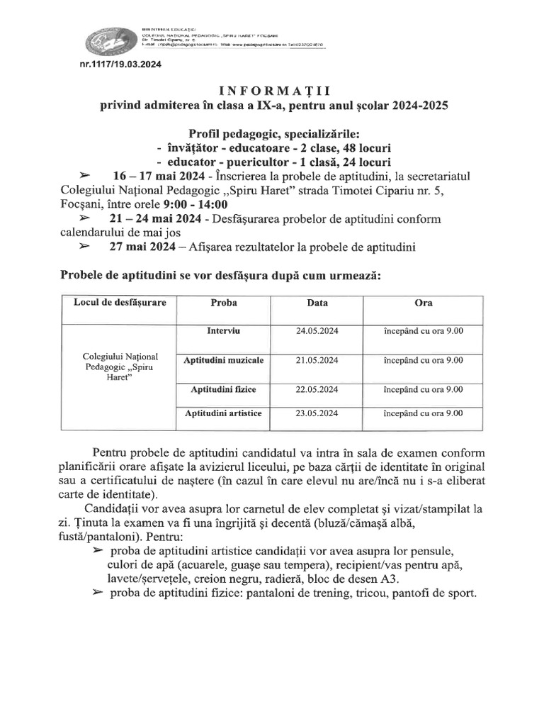 Admitere 2024 | PDF