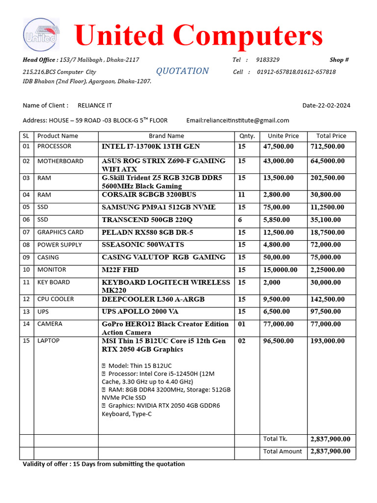 UNITED Quotation COLOER UCL | PDF | Solid State Drive | Random Access ...