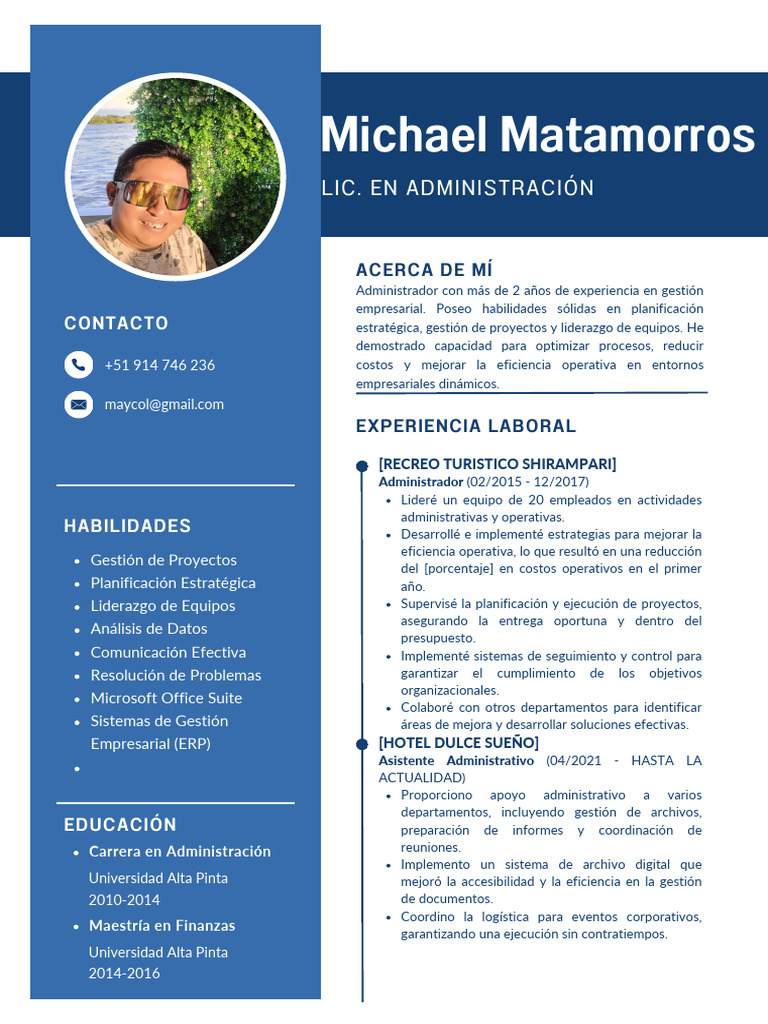 Currículum Vitae CV MAICOL | PDF | Planificación | Logística