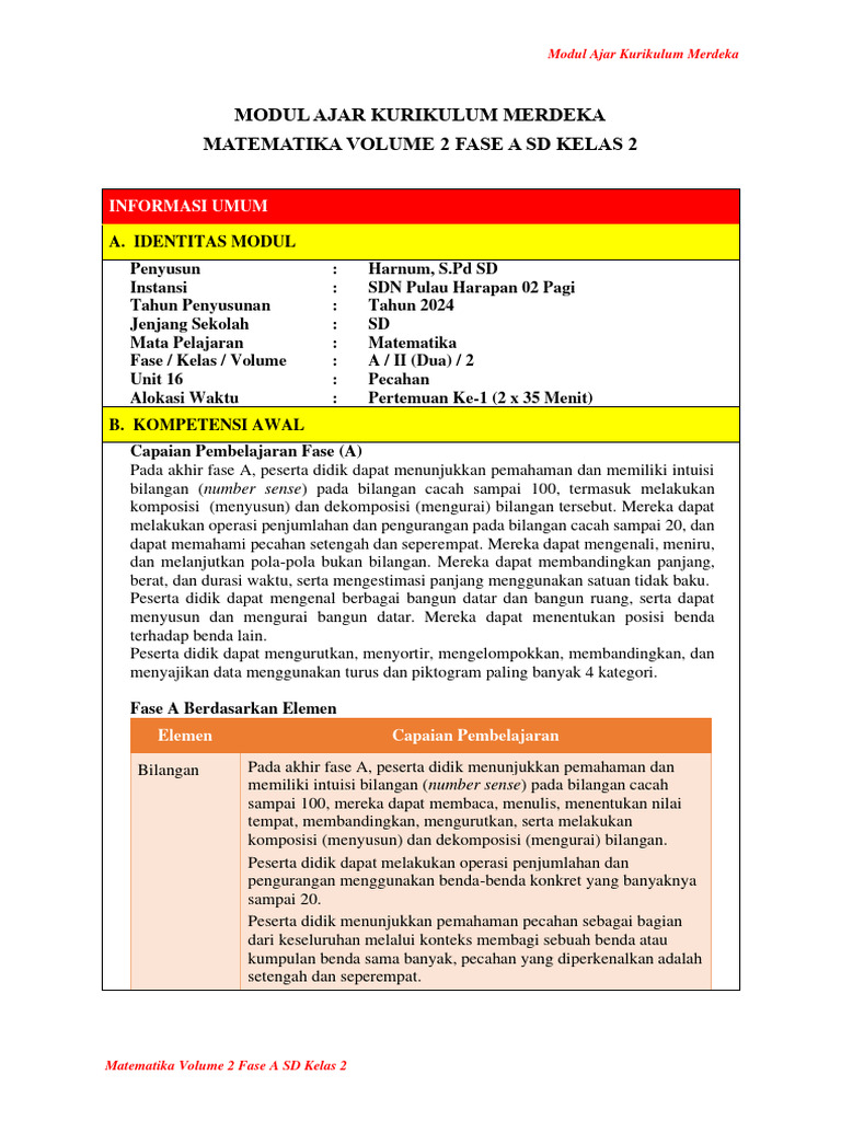 MODUL AJAR OBSERVASI Kelas 2 | PDF