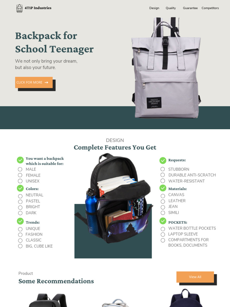 Backpack For SchooL Teenager | Download Free PDF | Backpack