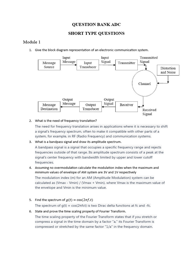 ADC QB Solutions | PDF | Frequency Modulation | Sampling (Signal Processing)
