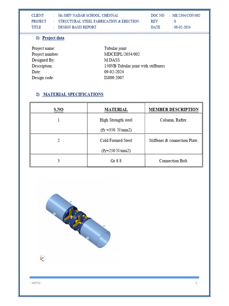 150NB Tubular joint stiffner connection-02(DBR)(08-02-2024) | PDF | Strength Of Materials | Screw