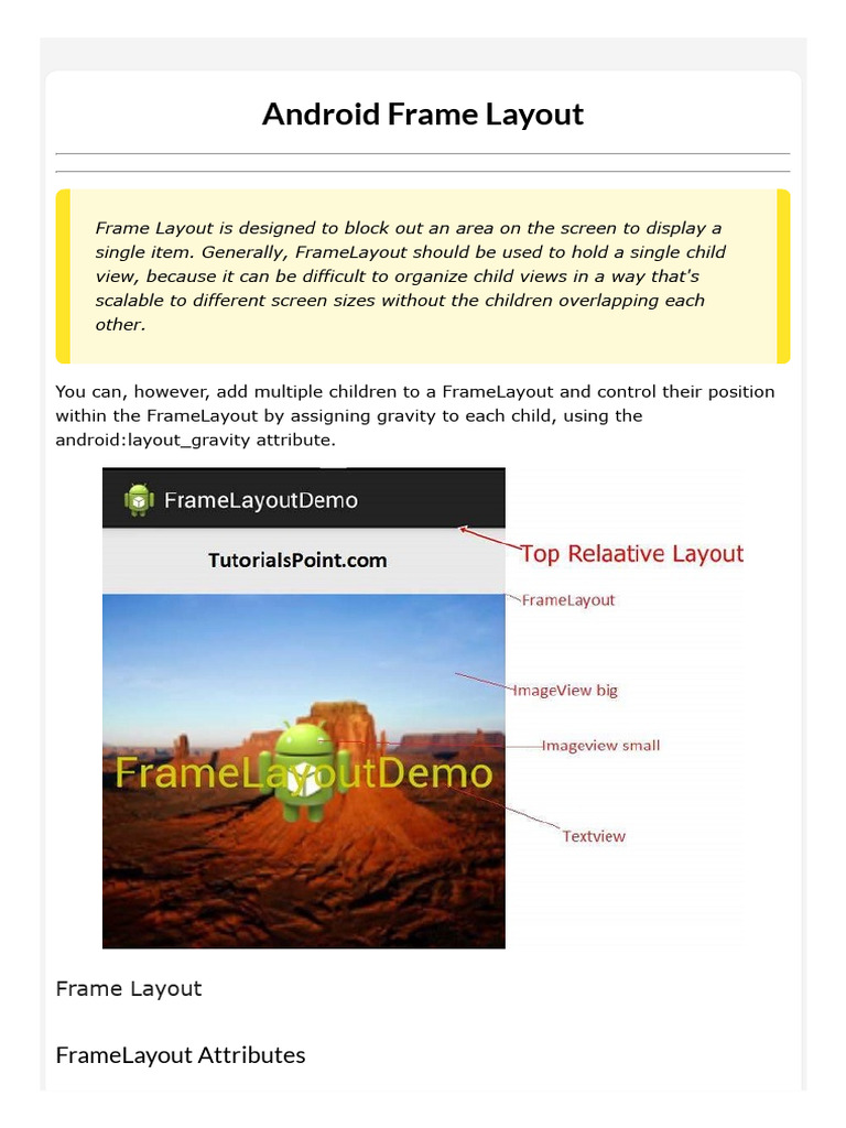 Android Frame Layout | PDF | Android (Operating System) | Application ... Android Frame Layout | PDF | Android (Operating System) | Application ...