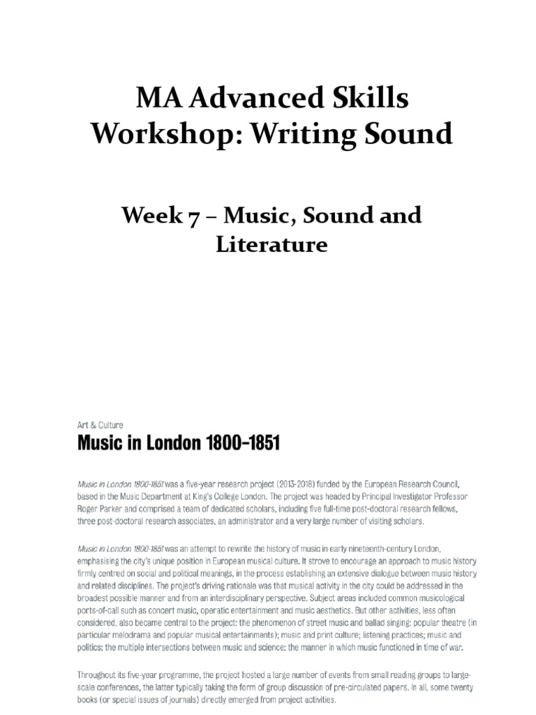 Writing Sound - Week 7 | PDF | Sound | Methodology
