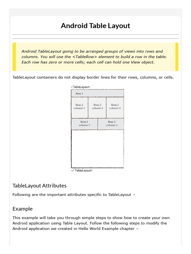 Android Table Layout | PDF | Android (Operating System) | Application ... Android Table Layout | PDF | Android (Operating System) | Application ...