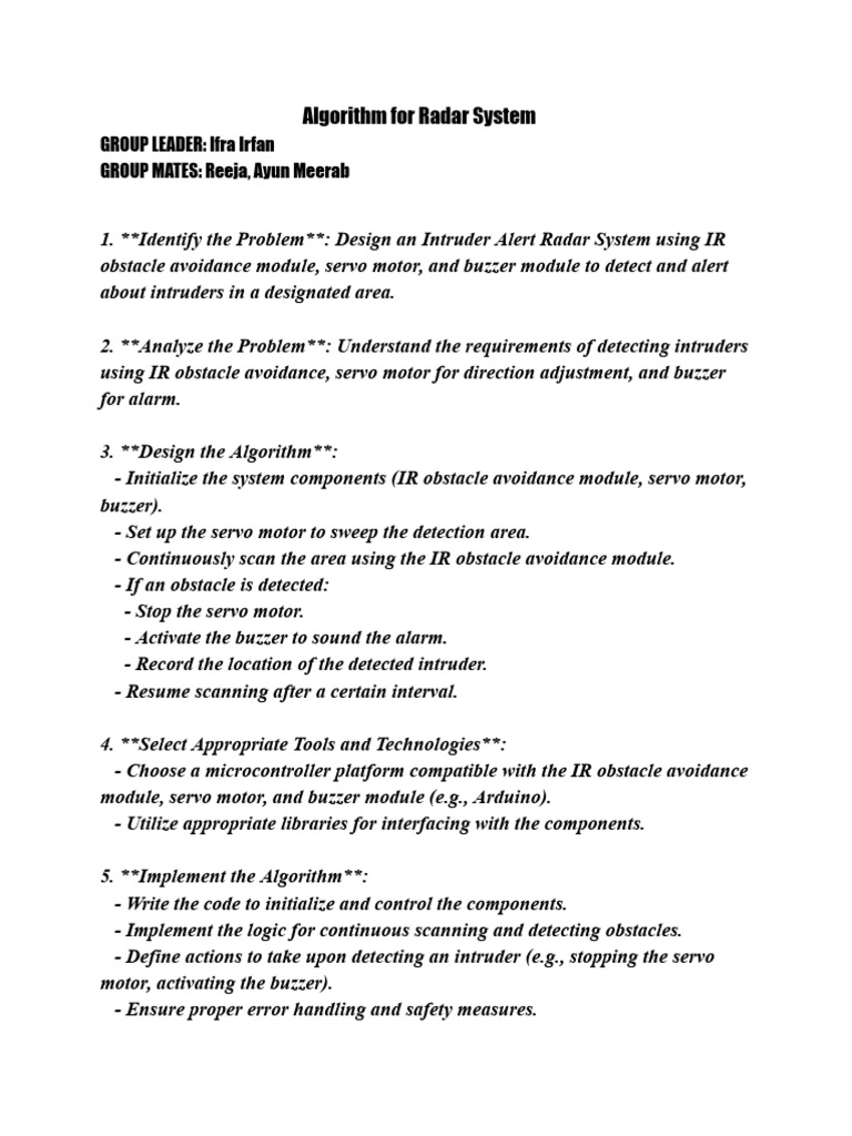 Algorithm For Radar System | PDF | Arduino | Radar