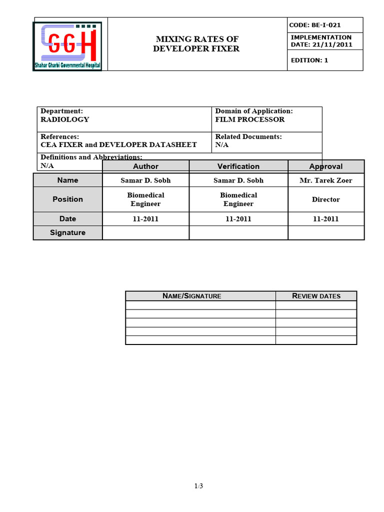 Be-I-021 Mixing Rates of Developer Fixer | PDF | Chemistry