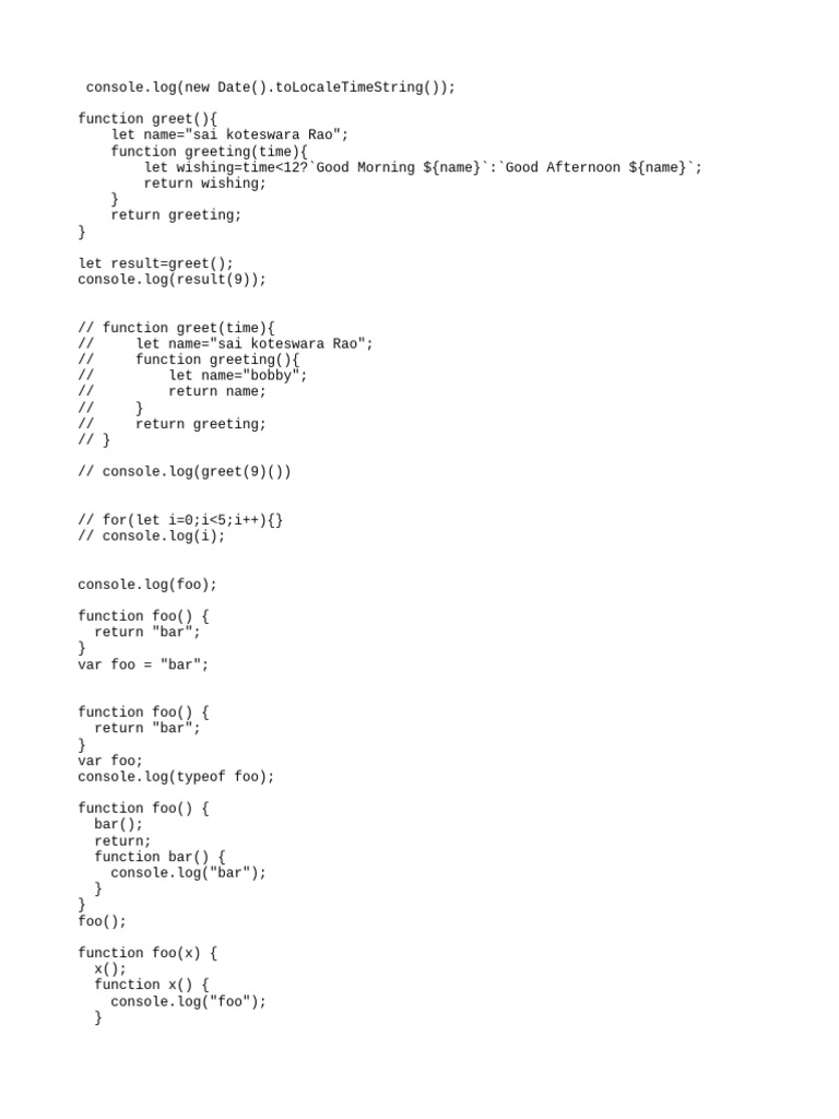 scope and hoisting examples | PDF