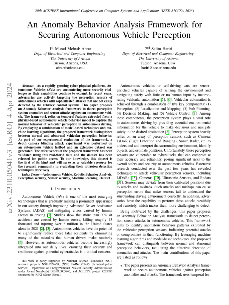 An Anomaly Behavior Analysis Framework For | PDF | Lidar | Machine Learning