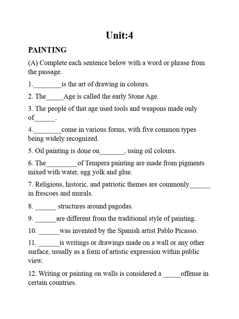 Grade 10 Unit 4 Q & A | PDF | Paintings | Atmosphere Of Earth