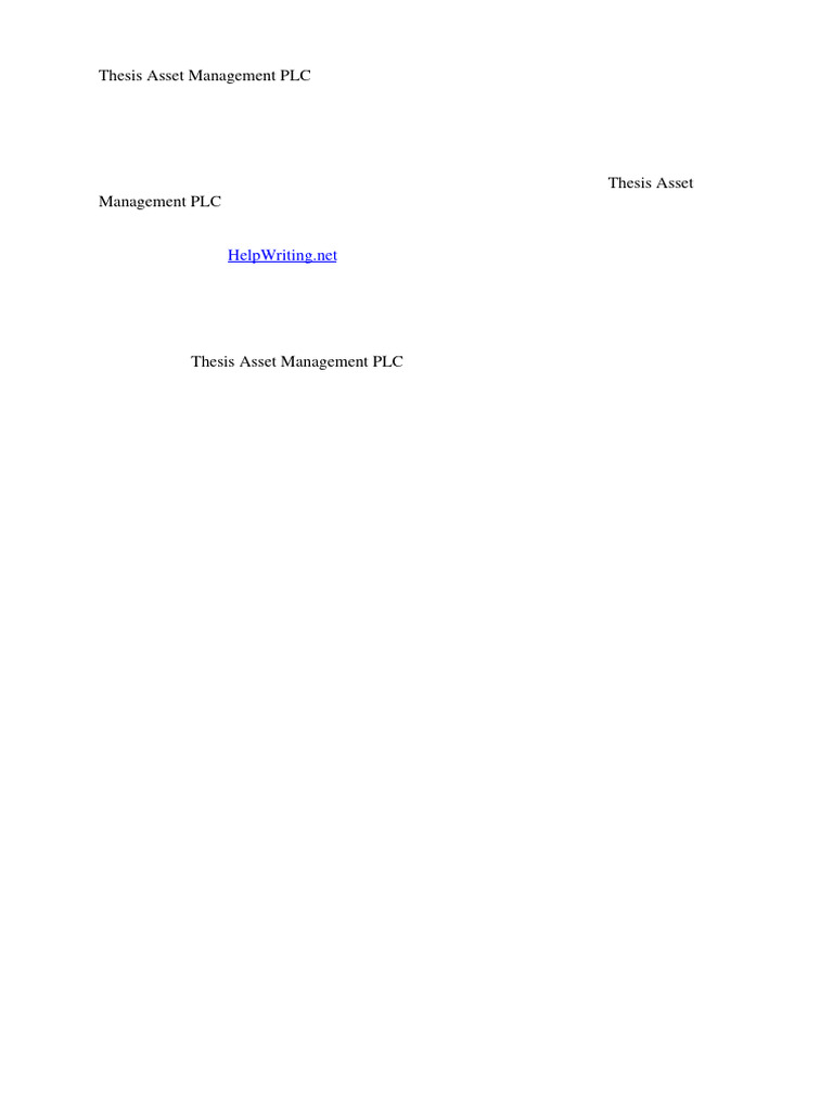Thesis Asset Management PLC | PDF | Information | Marketing