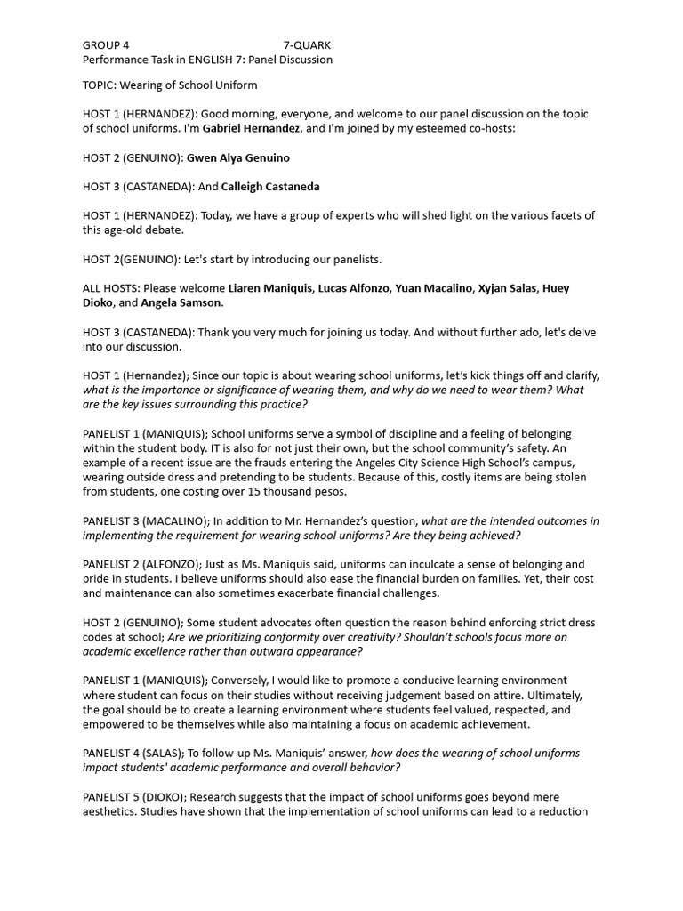 English Grp4 Panel Discussion | PDF | Clothing | Fashion