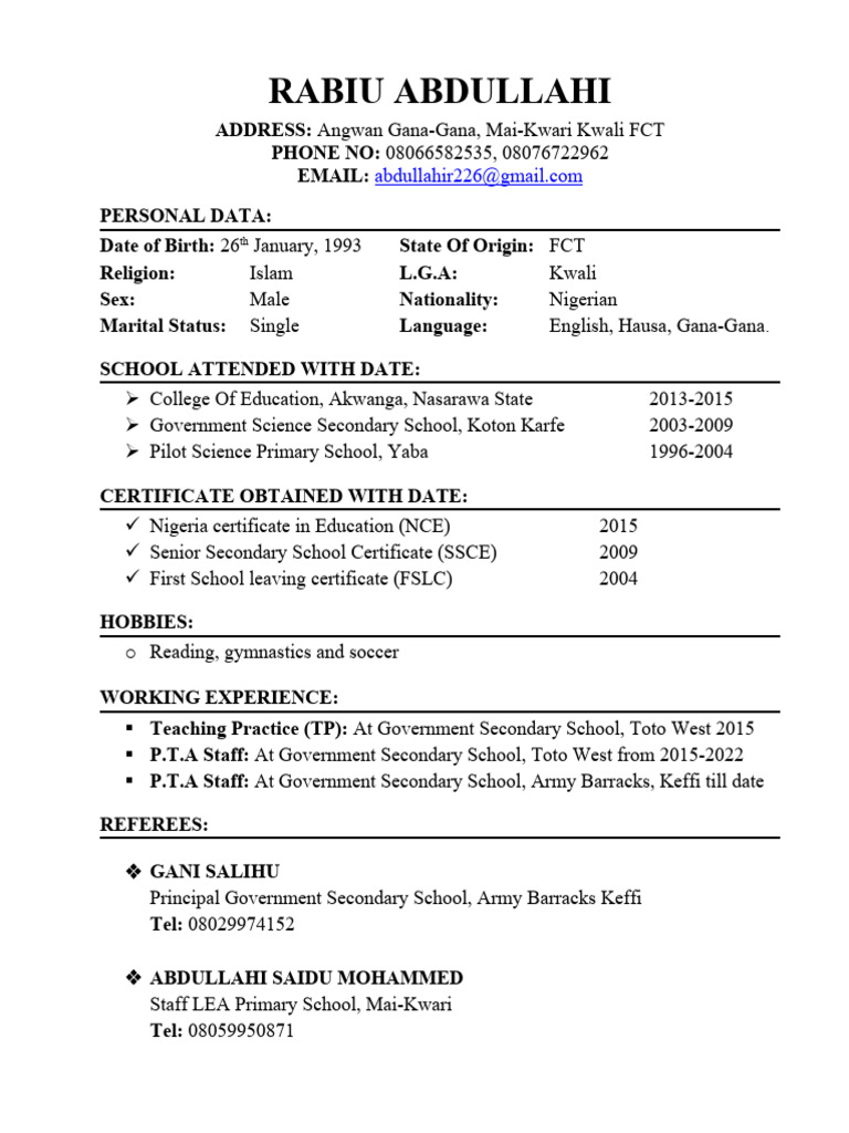 Abdullahi CV | PDF