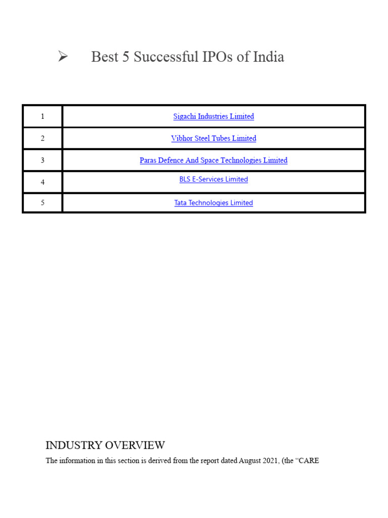 Best 5 Successful IPOs of India | PDF | Gross Domestic Product | Economic Growth