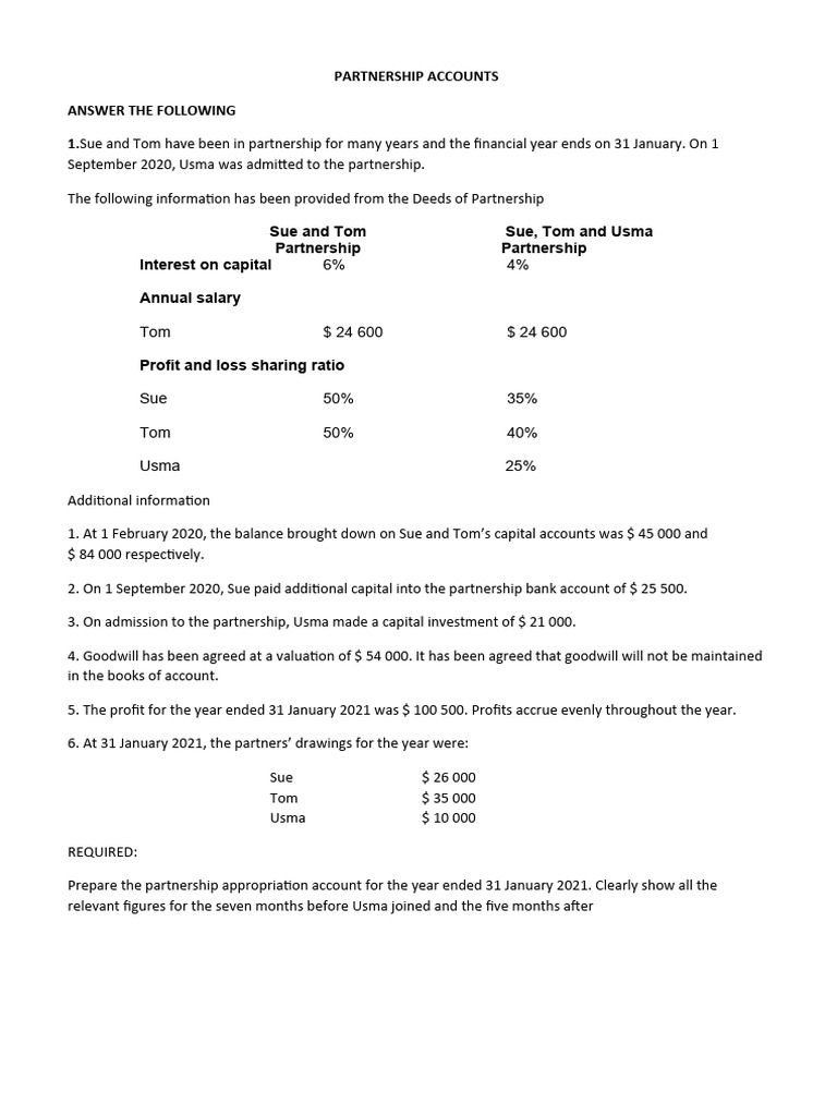 Partnership Accounts | PDF | Partnership | Interest