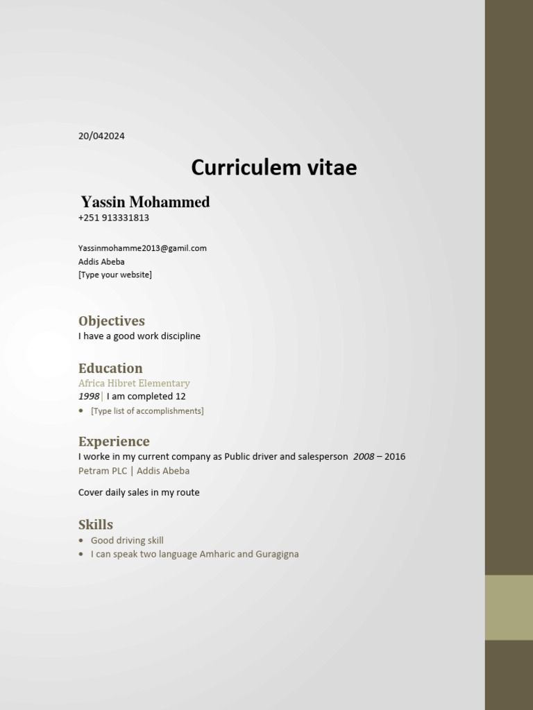 Yassin CV | PDF | Career & Growth