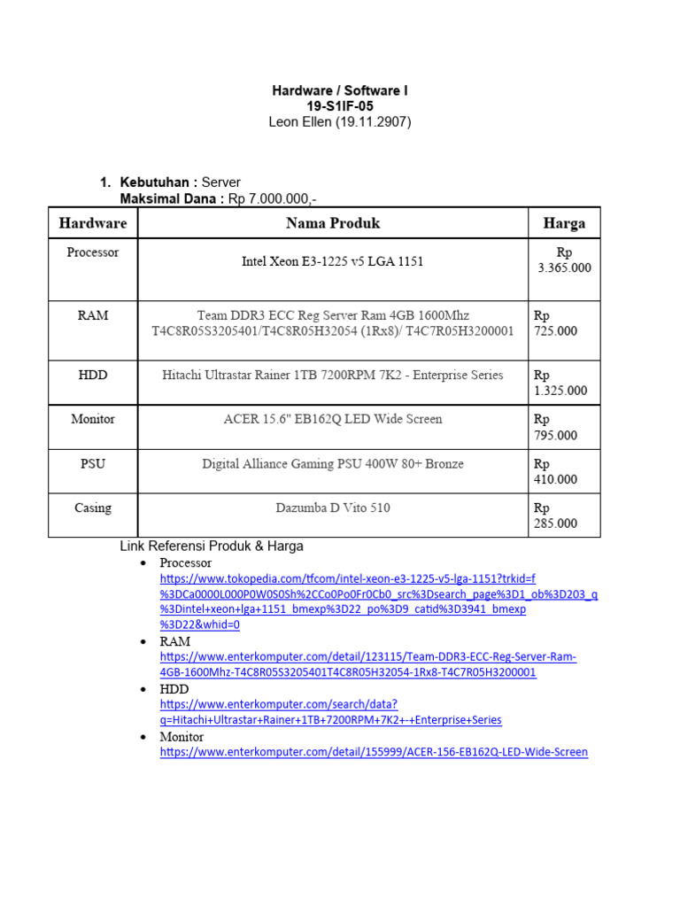 Tugas Hardware Software I | PDF | X86 Architecture | Computer Science