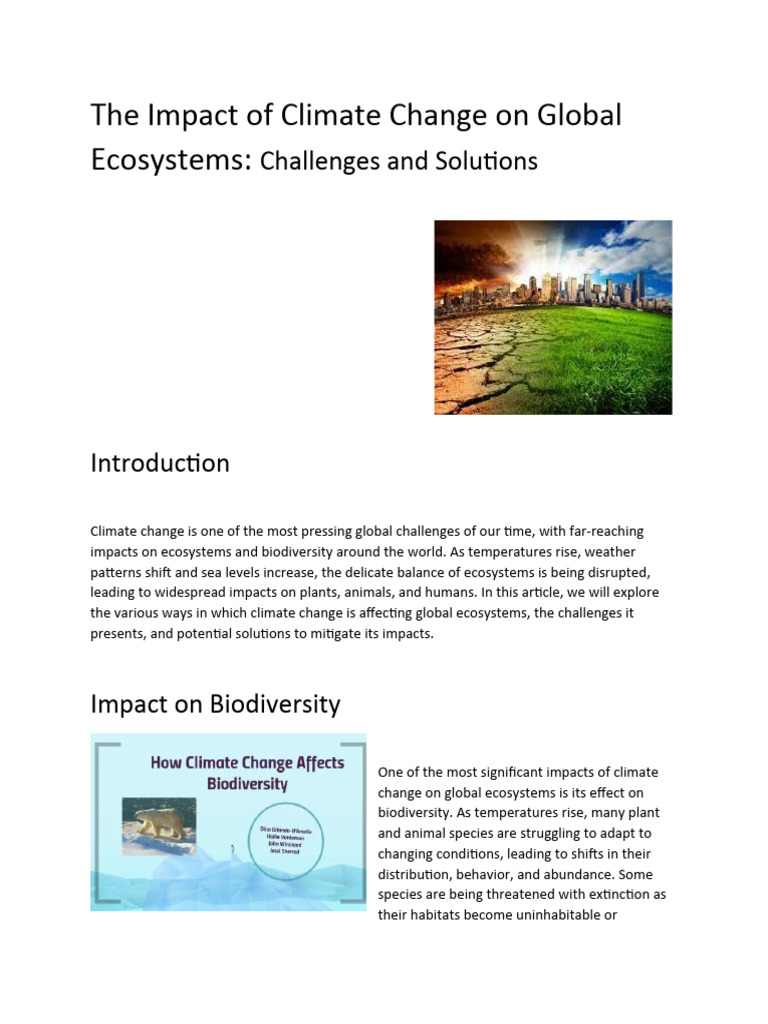 The Impact of Climate Change on Global Ecosystems | PDF | Climate ...