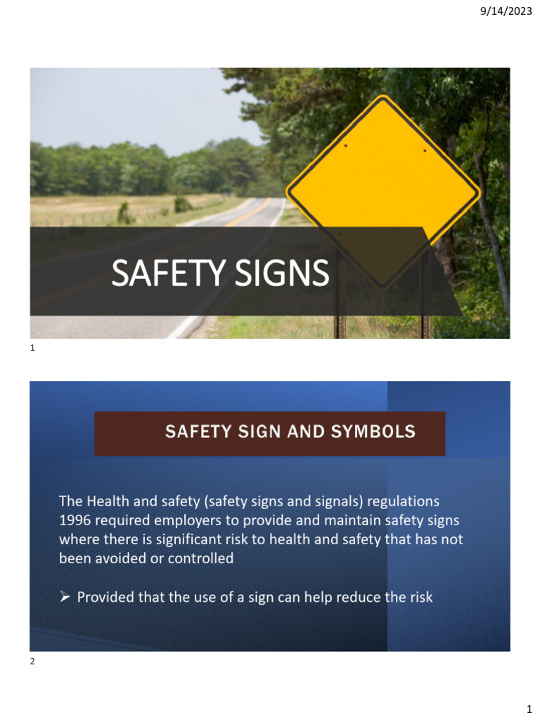 2023-LECTURE 3-SAFETY SIGNS | PDF | Safety | Hazards