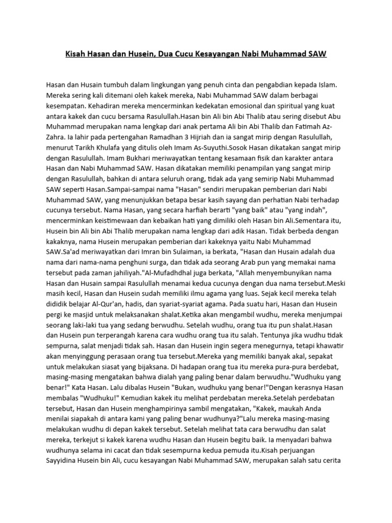 Kisah Hasan Dan Husein PDF | PDF | Ilmu Sosial | Sejarah