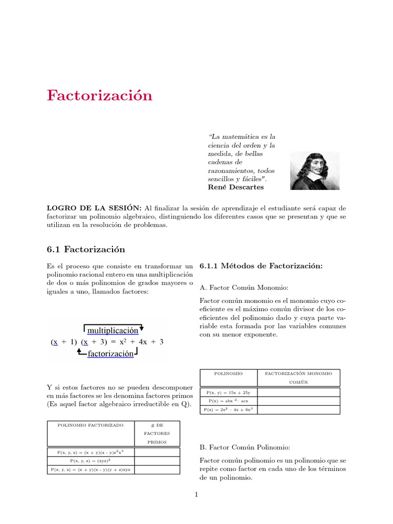 S11.s2 - FACTORIZACIÓN 1 | PDF | Factorización | Álgebra abstracta